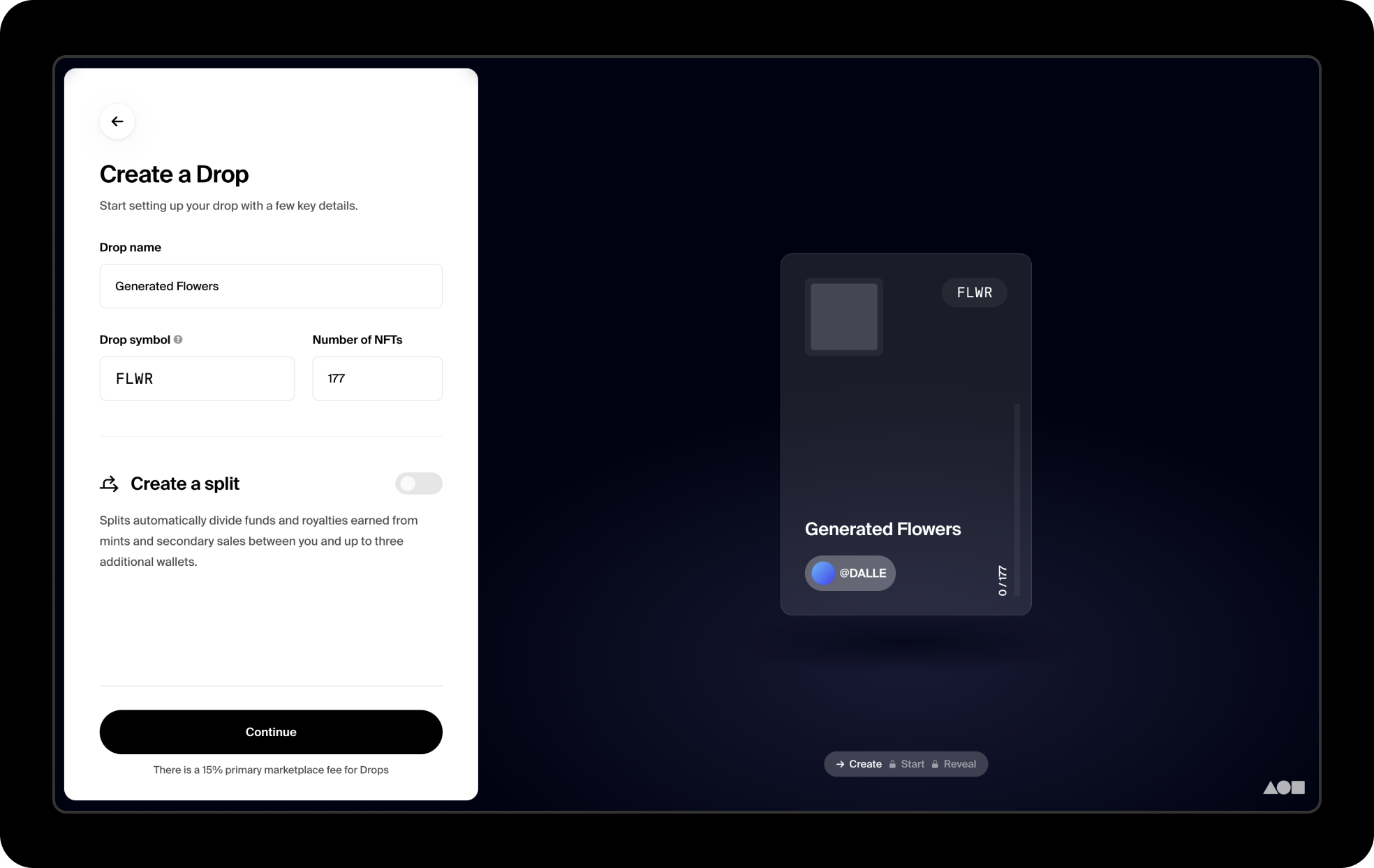 Create a drop – Foundation